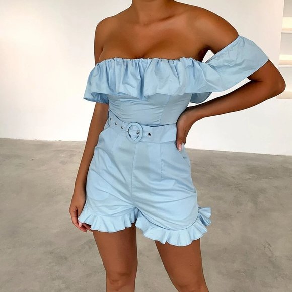 MODA ME COUTURE | Pants & Jumpsuits | Sexy One Shoulder Ruffle Trim ...